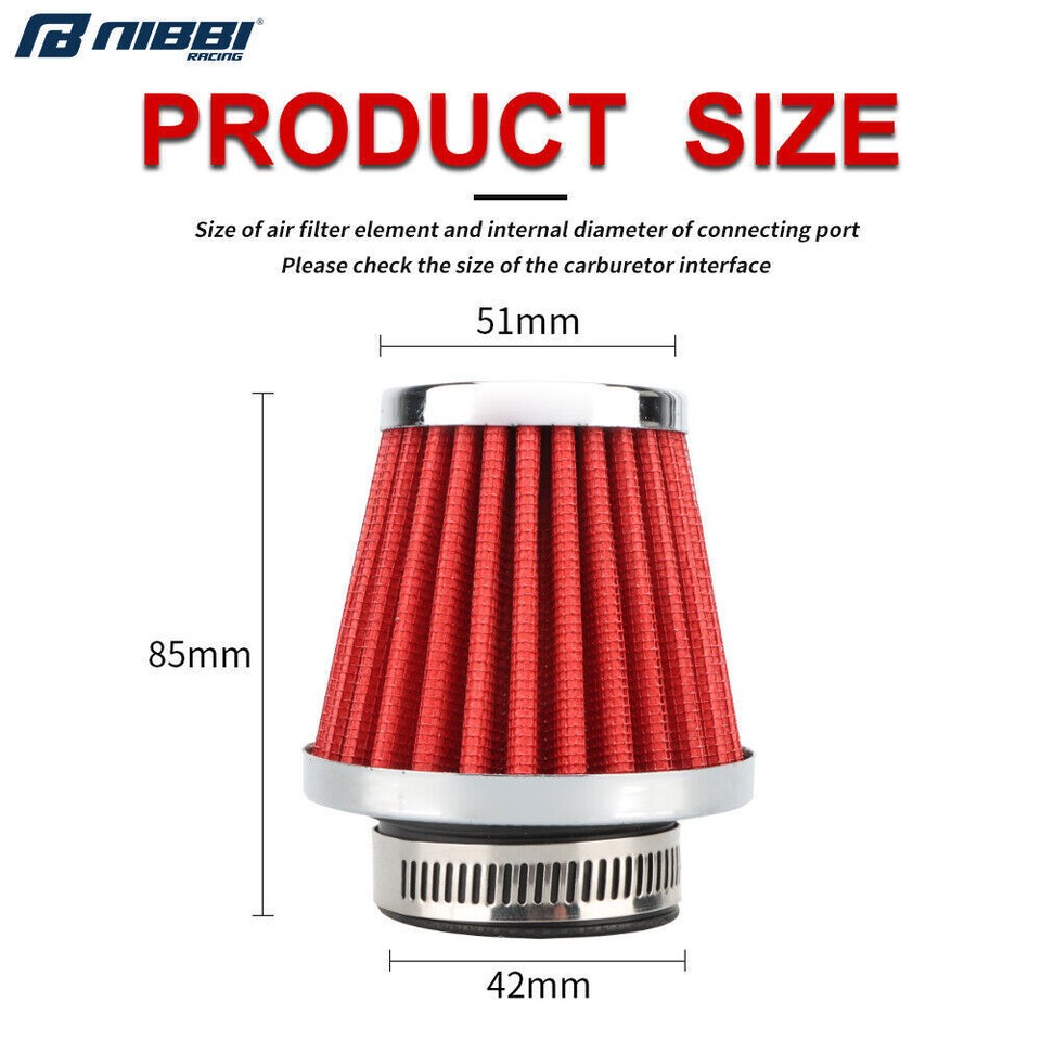 NIBBI 42mm Power Flow Air Filter Intake Tube GY6 125cc 150cc 152QMI ...