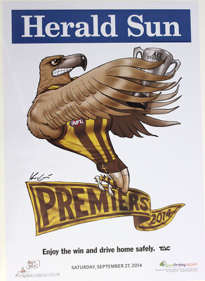 Hawthorn Hawks AFL 2014 Premiers Poster Herald Sun Football Man Cave | eBay