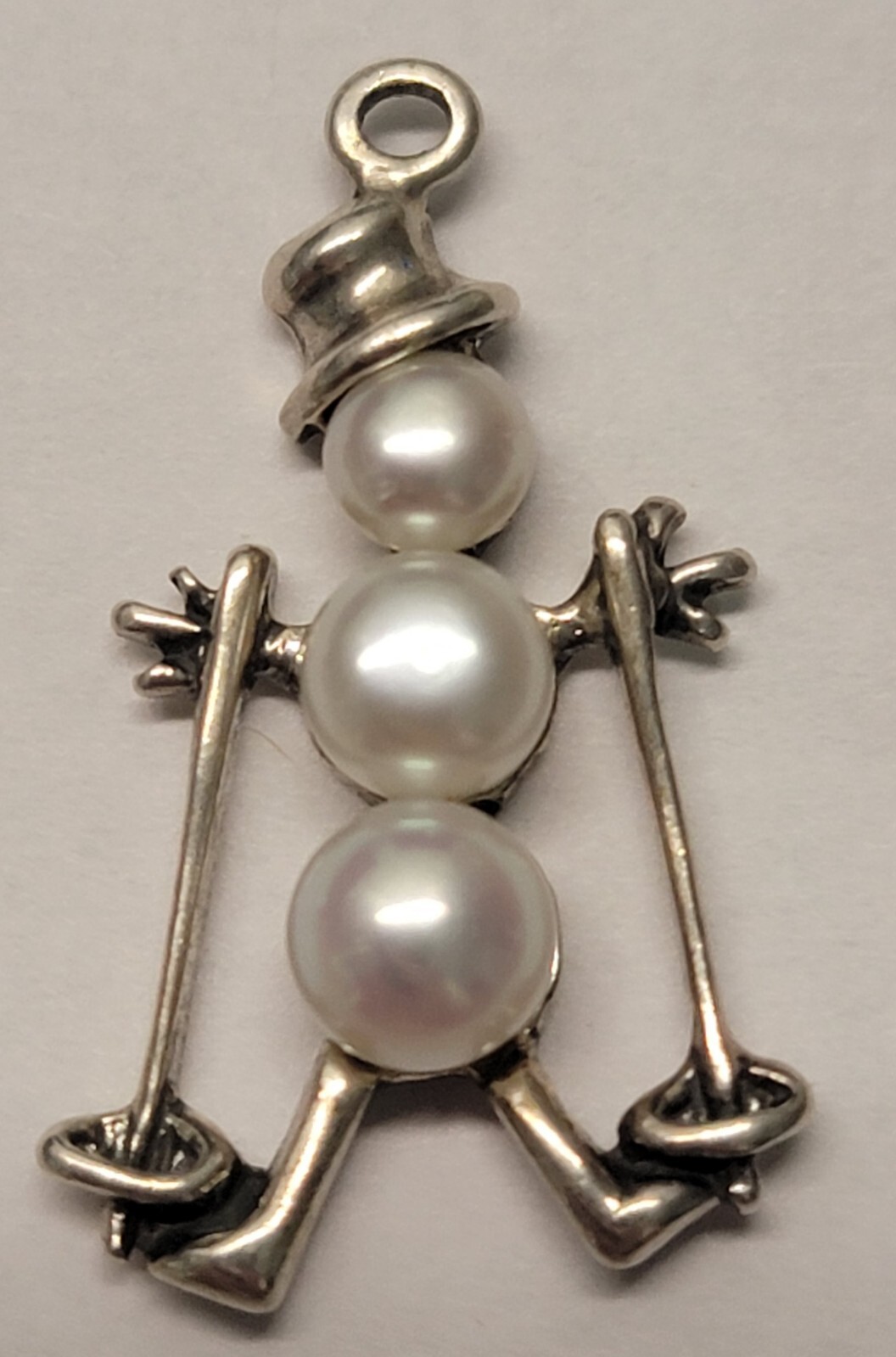 STERLING SILVER 925 SNOW SKIING SNOWMAN CHARM | eBay