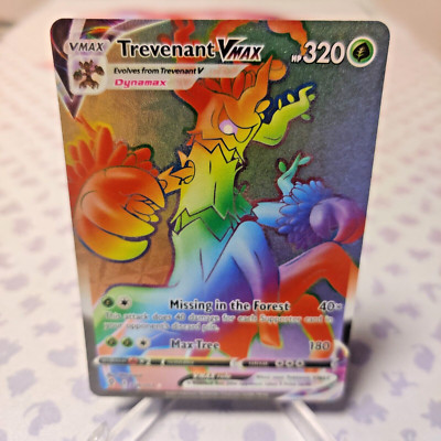 Pokémon TCG Trevenant VMAX Rainbow - Evolving Skies 206/203 Holo Secret ...