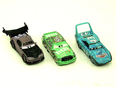 Disney Pixar 3 RACING Cars diecast PLASTIC tires Mattel toy RESTORE ...