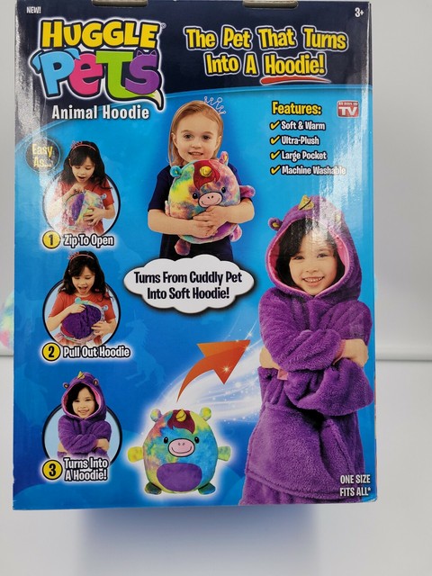 Huggle Pets Rainbow Unicorn Animal Purple Hoodie One Size 3 Plush ...