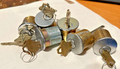 6 Schlage Mortise Cylinders w/keys, several styles smooth & threaded ...