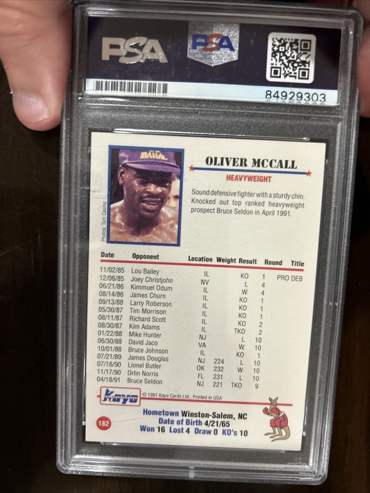 Oliver McCall Signed 1991 Kayo Boxing Card #182 w/Atomic Bull (PSA ...