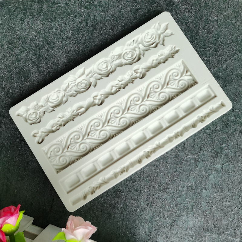Baroque Relief Rope Silicone Mould Cake Fondant Border Chocolate Rose ...
