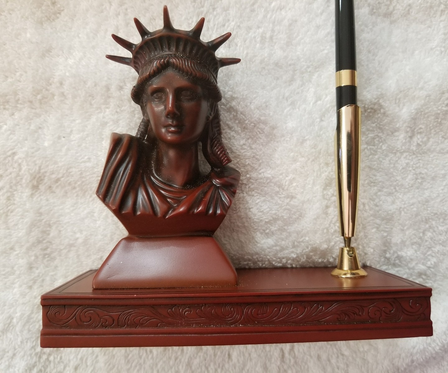 Vintage Sou Shan Stone Ware Statue Of Liberty Pen Holder w/Box (New) | eBay