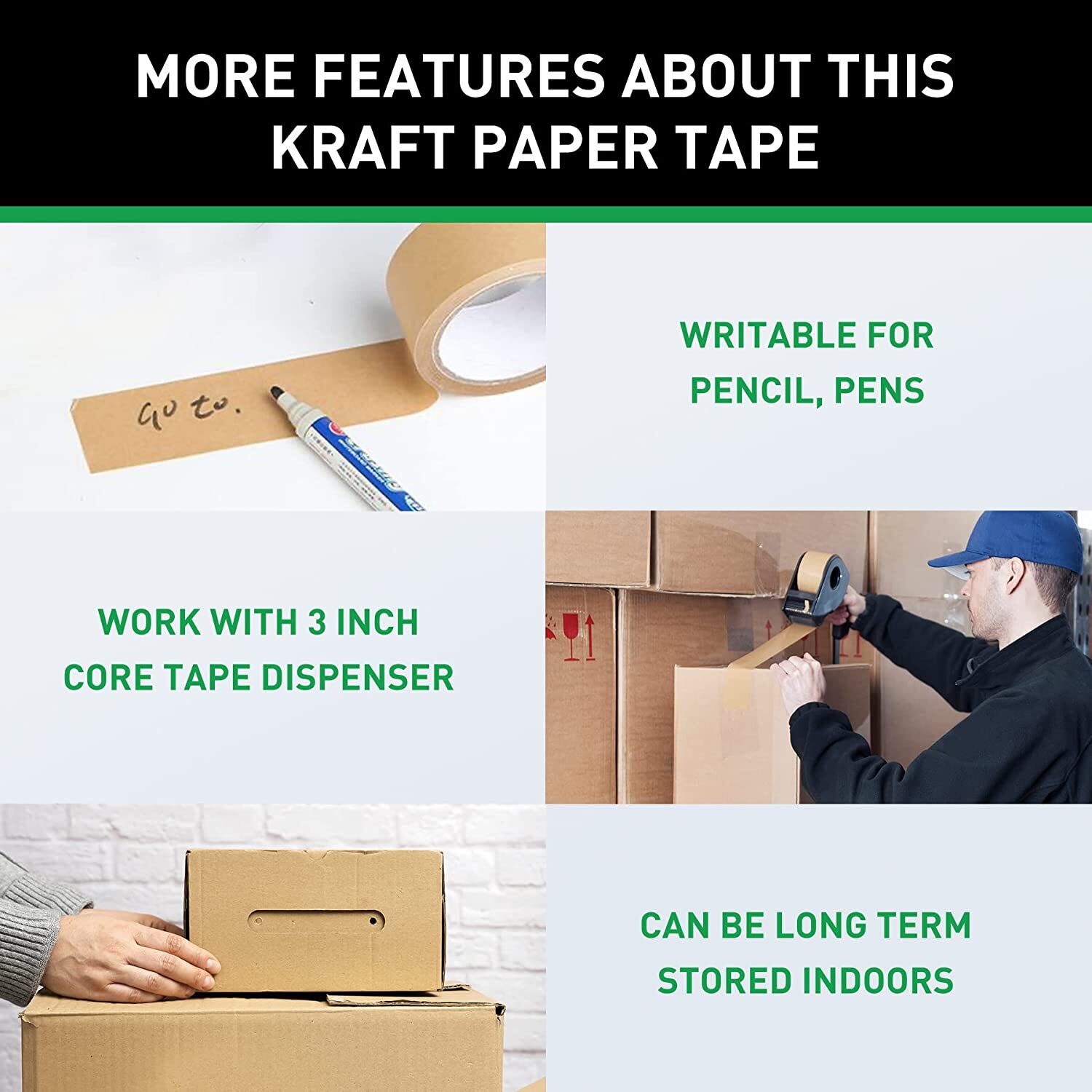 Writable Brown Paper Packing Tape for Shipping Sealing Box 2" 165Ft | eBay