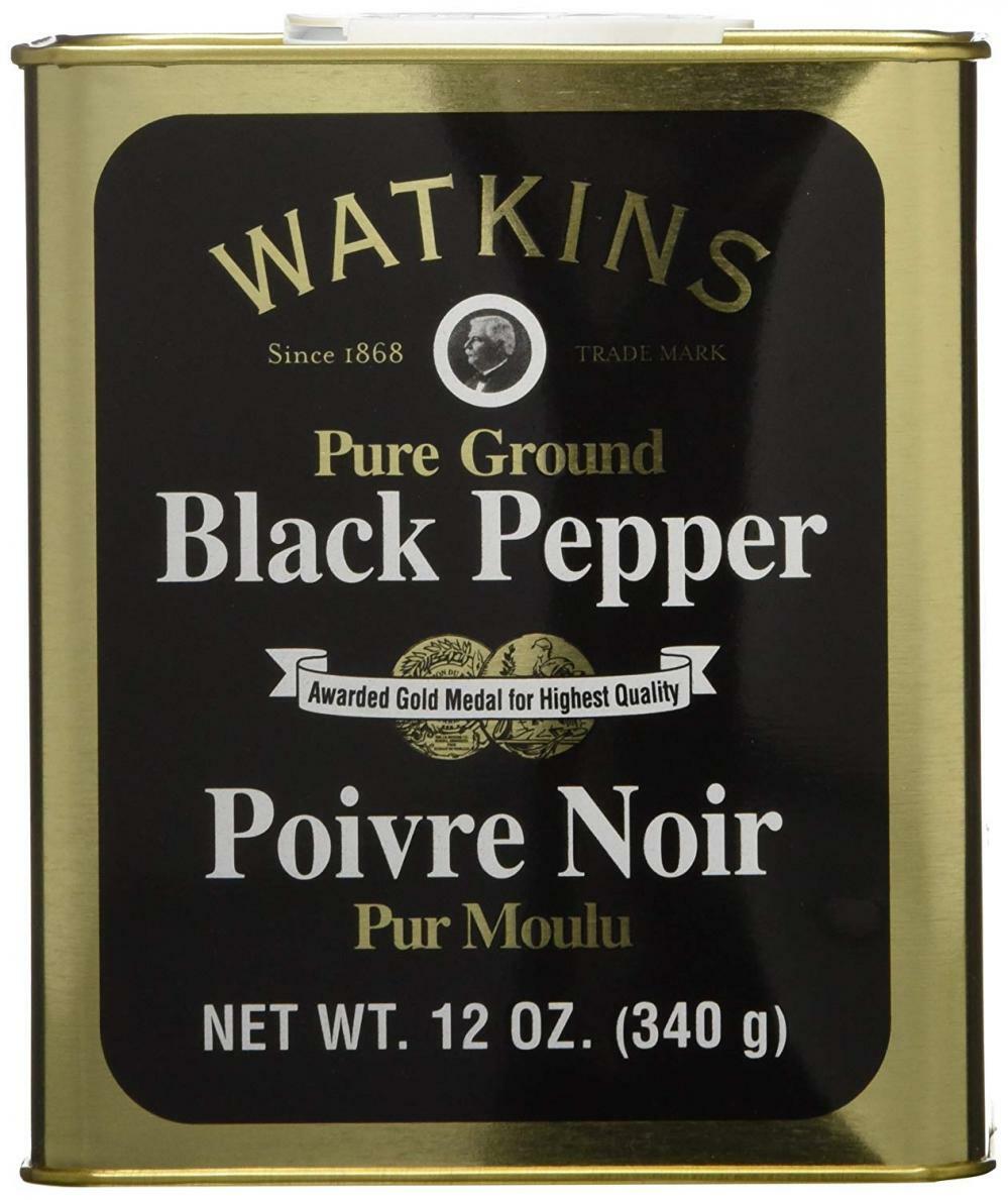 Watkins All Natural Gourmet Spice Tin, Ground Black Pepper, 12 Ounce 1 ...