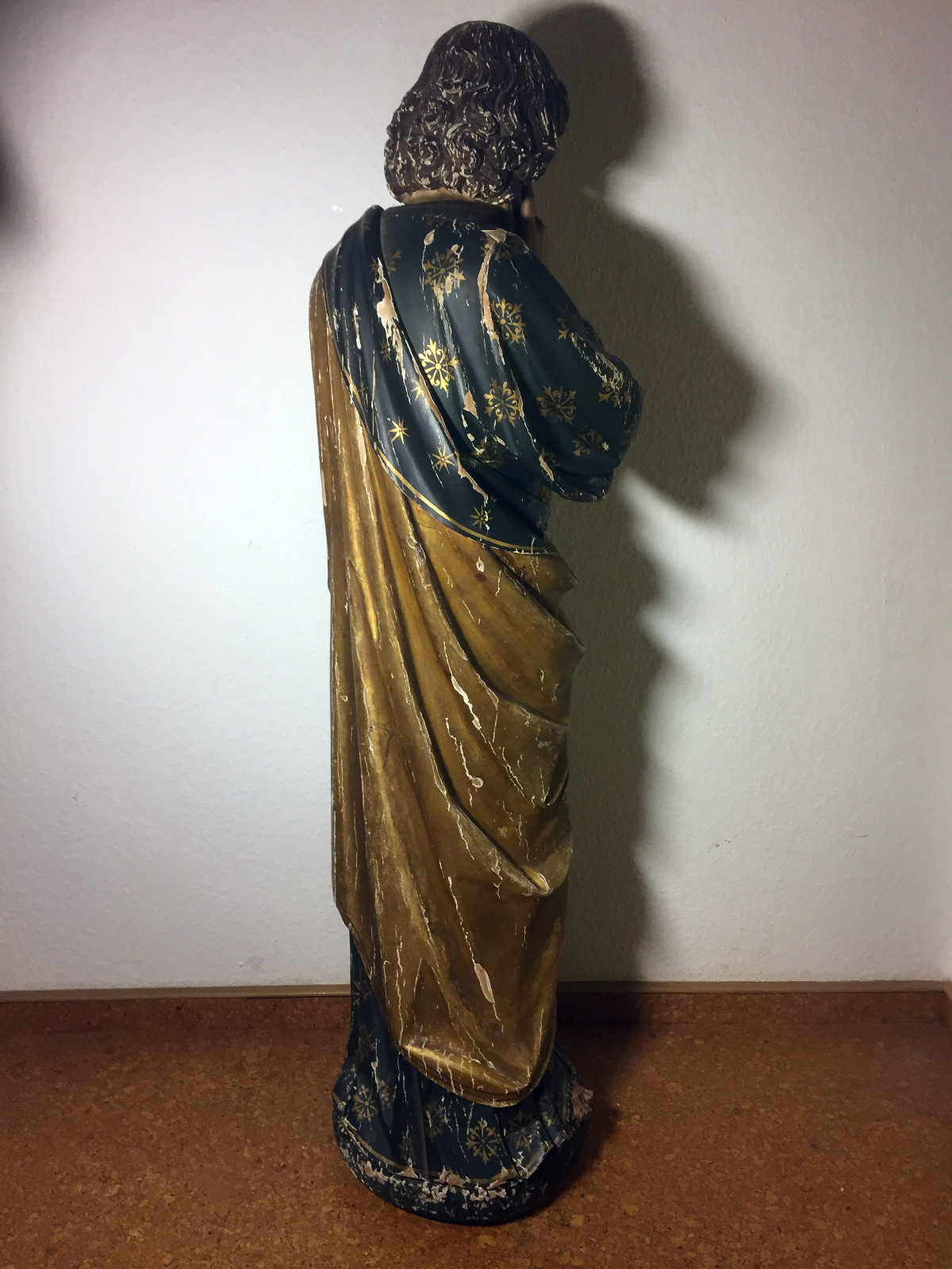 ANTIQUE 18/19TH 47" HAND CARVED WOOD CATHOLIC PATRON SAINT JOHN STATUE ...