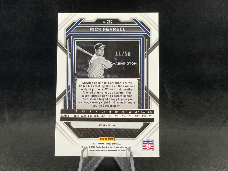 2023 PANINI PRIZM BASEBALL RICK FERRELL #282 ORANGE WAVE PRIZMS 11/50 ...