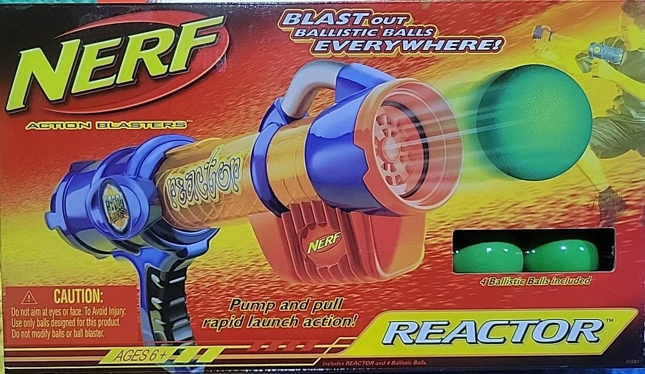 SEALED 2003 HASBRO NERF ATOM BLASTERS REACTOR FOAM BALL TOY GUN BLASTER ...