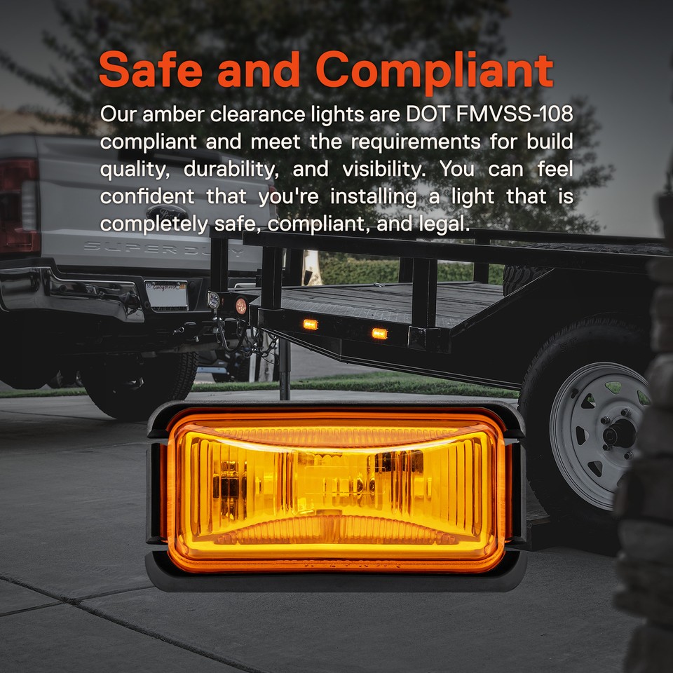 2pc 2.5" Amber LED Trailer Marker Light Black Bezel DOT FMVSS 108 SAE ...