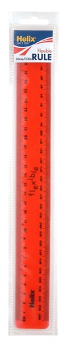 Helix 30cm Flexible Ruler – Red Shatterproof, Dual-Sided (cm/mm) School ...
