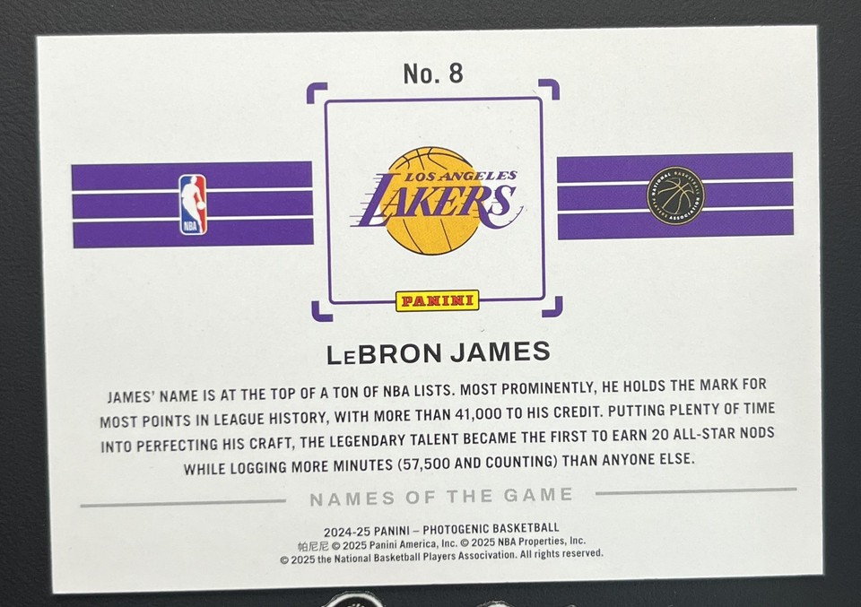 2024-25 Panini Photogenic LeBron James Lakers Names of the Game Case ...
