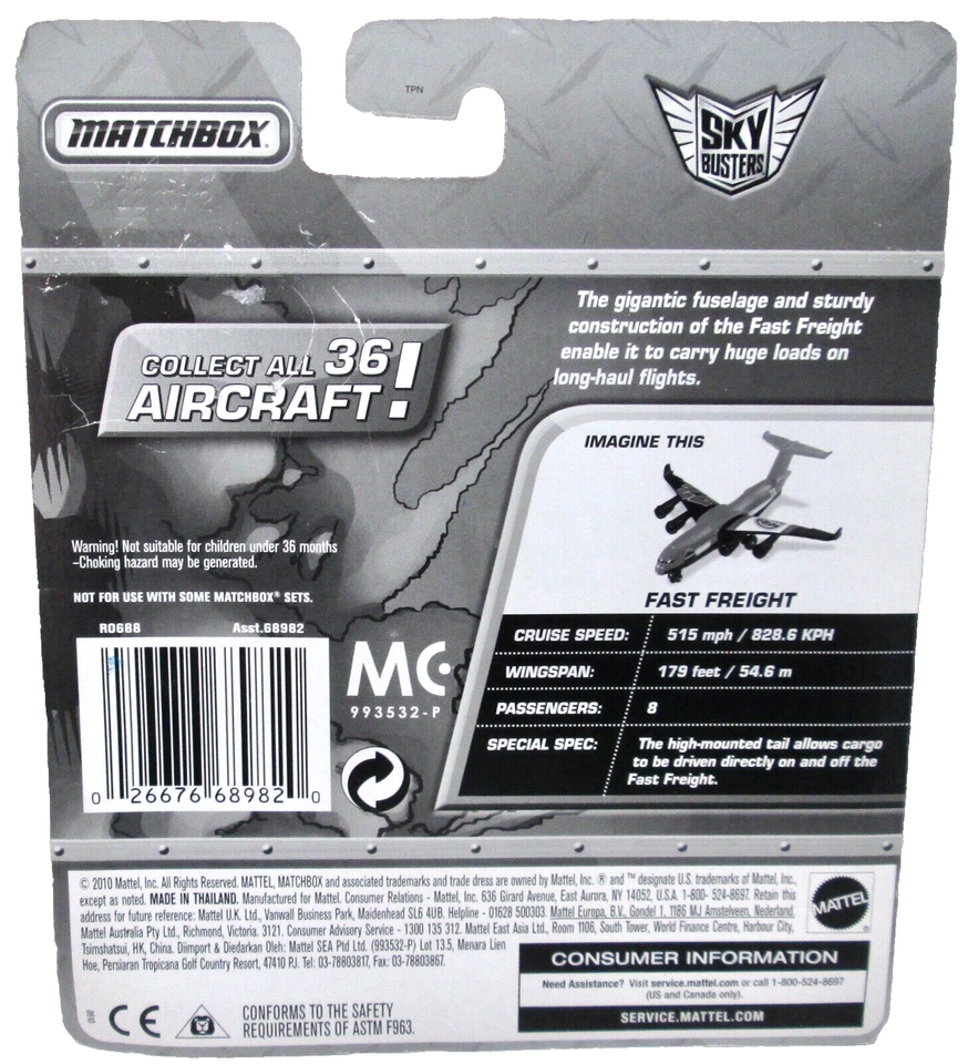 New Mattel Matchbox MBX Airlines Freight 72 - Diecast Plane 2010 Cargo ...