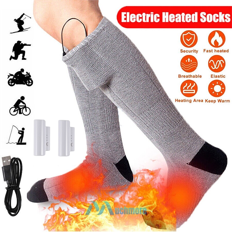5V Electric Heated Socks w/ Rechargeable Battery Foot Winter Warm ...