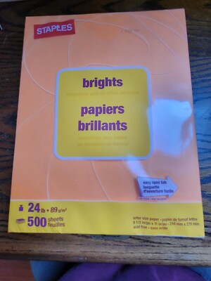 Staples Brights 24 lb. Colored Paper Orange 500/Ream 733086 | eBay