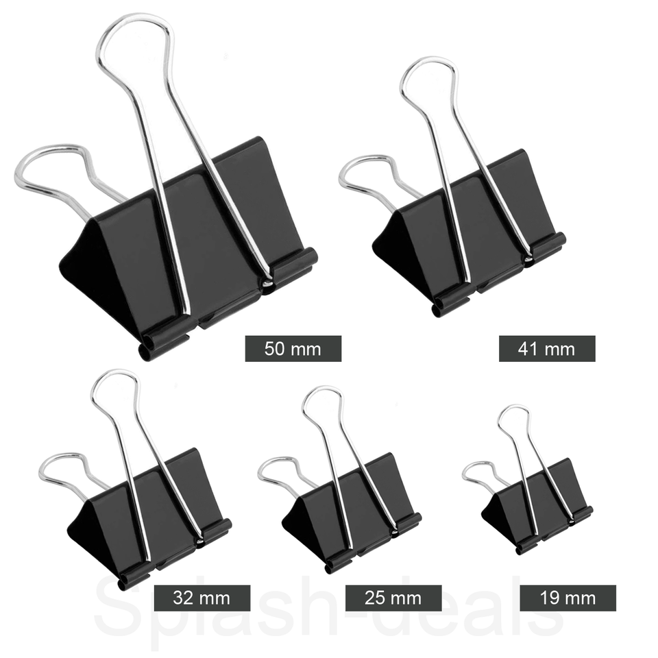 Bulldog Foldback Clips Metal Paper Binder Grip - 19mm, 25mm, 30mm, 41mm ...