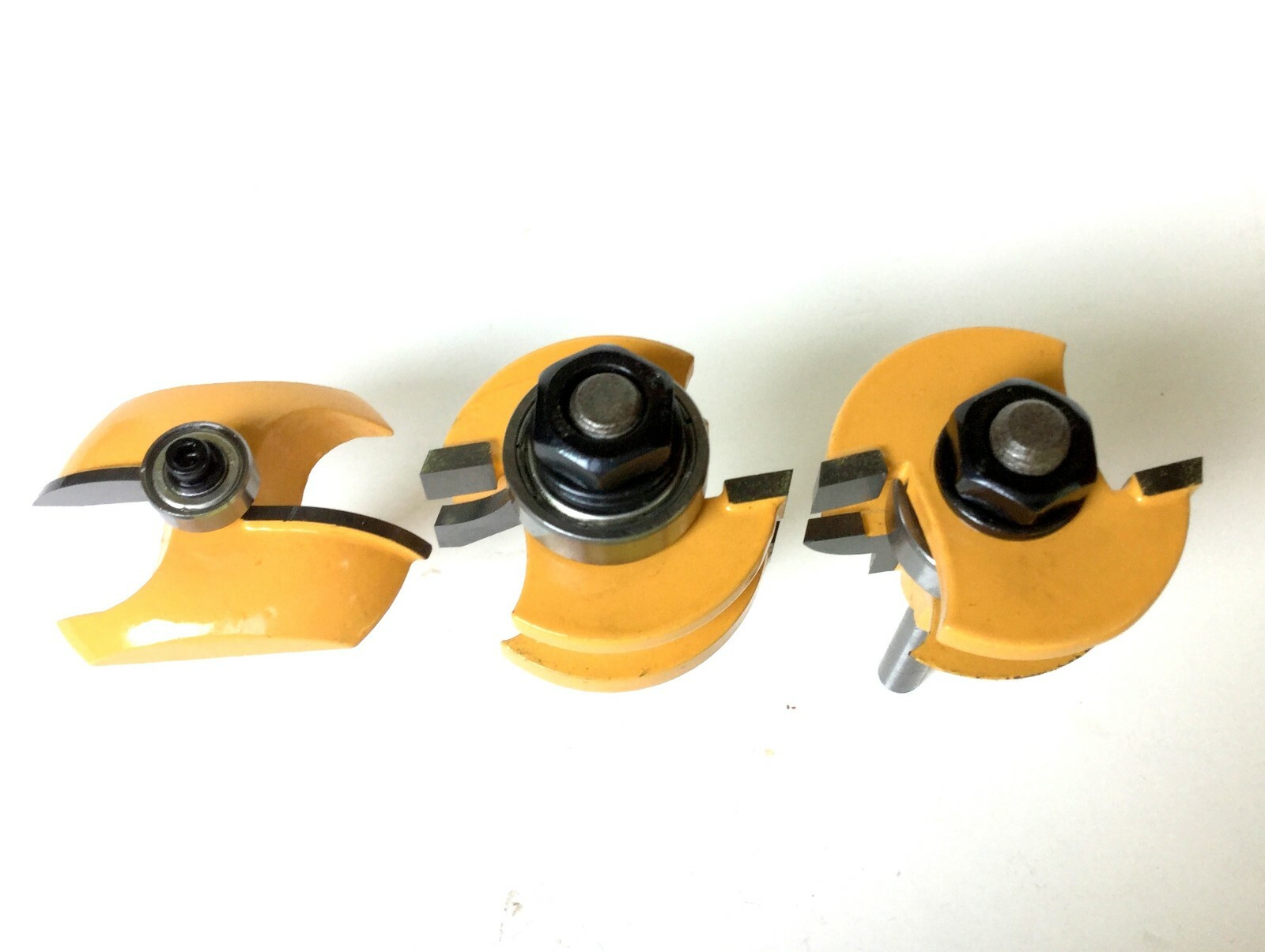 3 pc 1/4" SH Cove Raised Panel and Round Rail & Stile Router Bit Set S ...