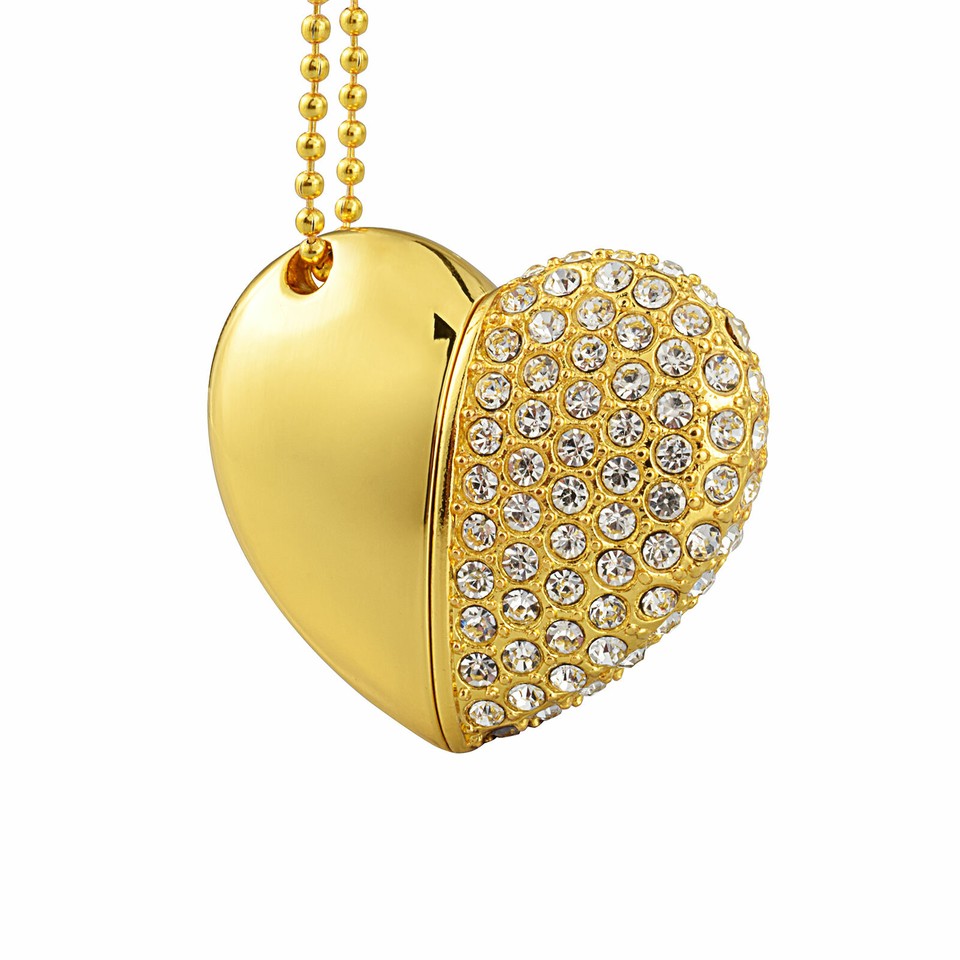 Love Crystal Heart Necklace 32GB 64GB USB 2.0 Flash Drives Memory Stick ...