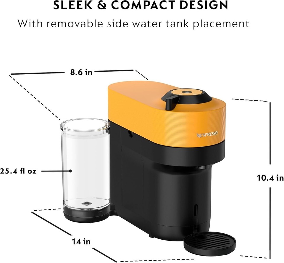 Nespresso Vertuo Pop+ Coffee and Espresso Machine Mango Yellow, Or ...