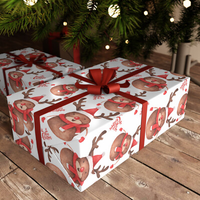 Rudolph's Merry Christmas Wrapping Paper Roll Santa's Reindeer Gift ...