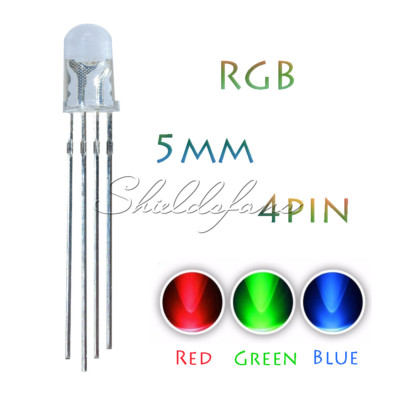 20PCS 4pin RGB Tri-Color Common Anode 5mm LED light Red Green Blue | eBay