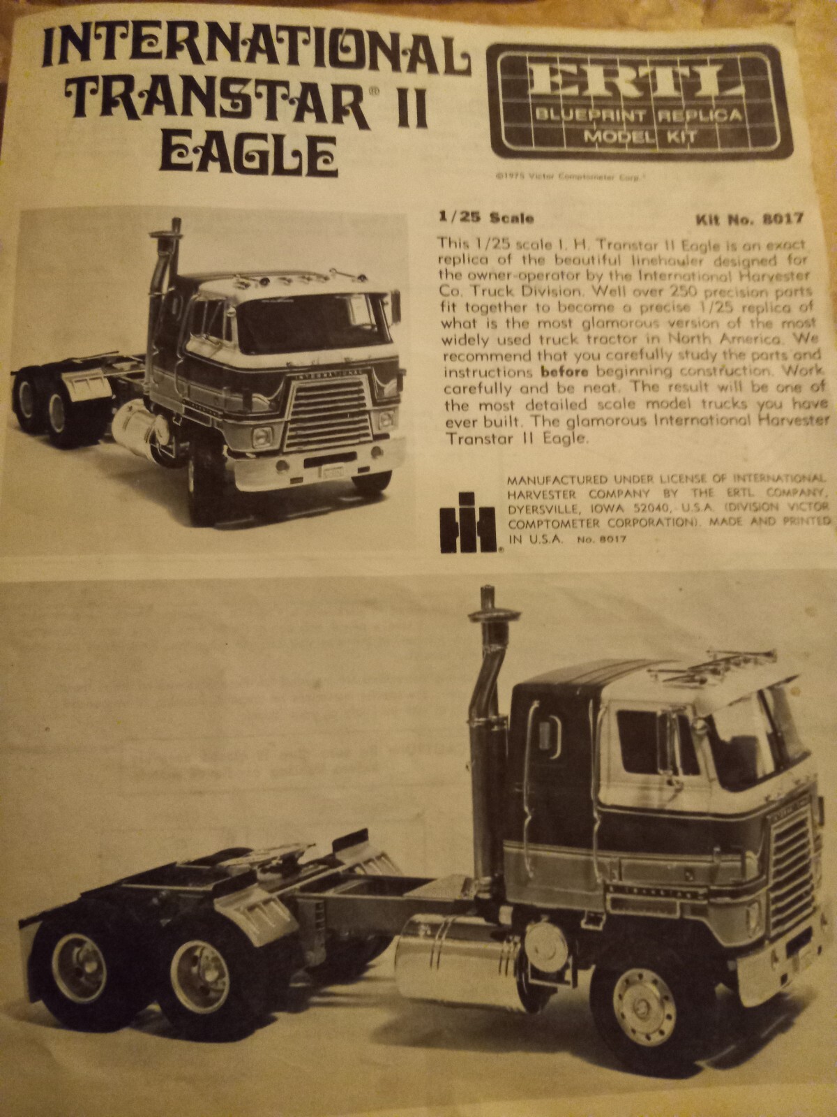 1/25 Scale ERTL International Transtar II Eagle Assembly Diagram | eBay