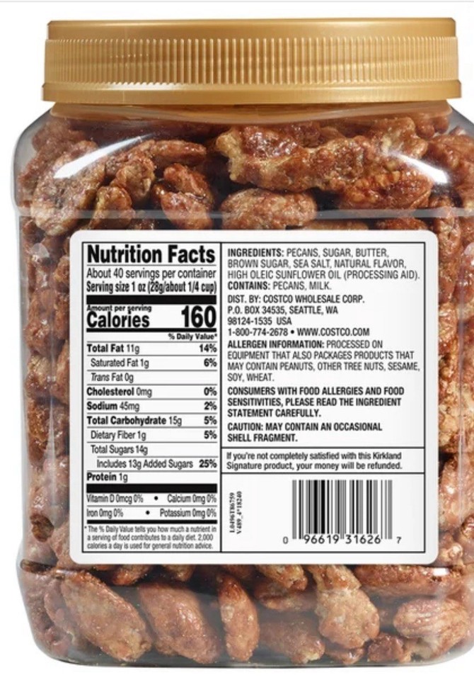 2 Packs Kirkland Signature Praline Pecans 40 oz Each Pack, Total 80 oz ...