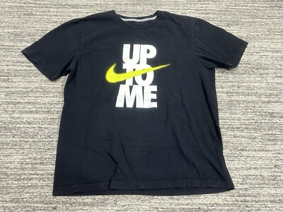 Nike Shirt Men's Large Black Yellow Graphic Tee Short Sleeve Spell Out ...