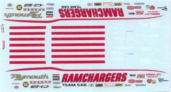 Yesteryear Ramchargers 70 Cuda Dean Nicopolis 1/25 Drag decal | eBay