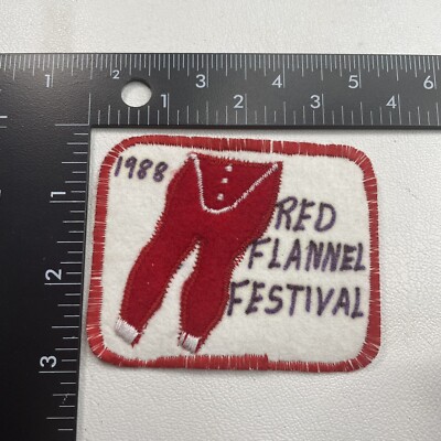 Vtg 1988 Panama Pants Bottoms RED FLANNEL FESTIVAL Patch 19TJ | eBay