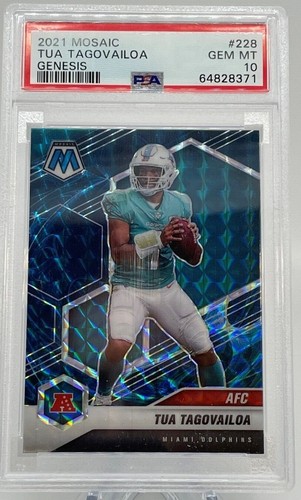 2021 Panini Mosaic Football TUA TAGOVAILOA #228 Genesis Parallel PSA 10 ...