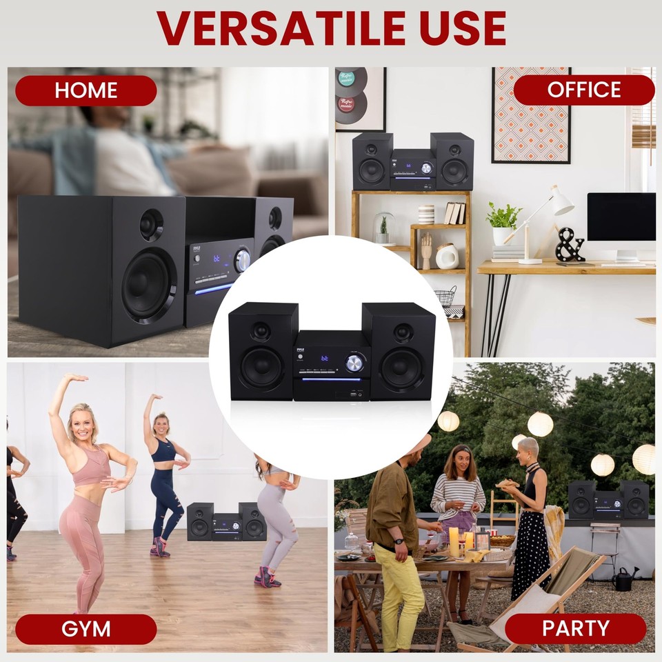 Pyle CD/DVD P.M.P.O Stereo System, 3pc Wireless BT Streaming 6 Ohm ...