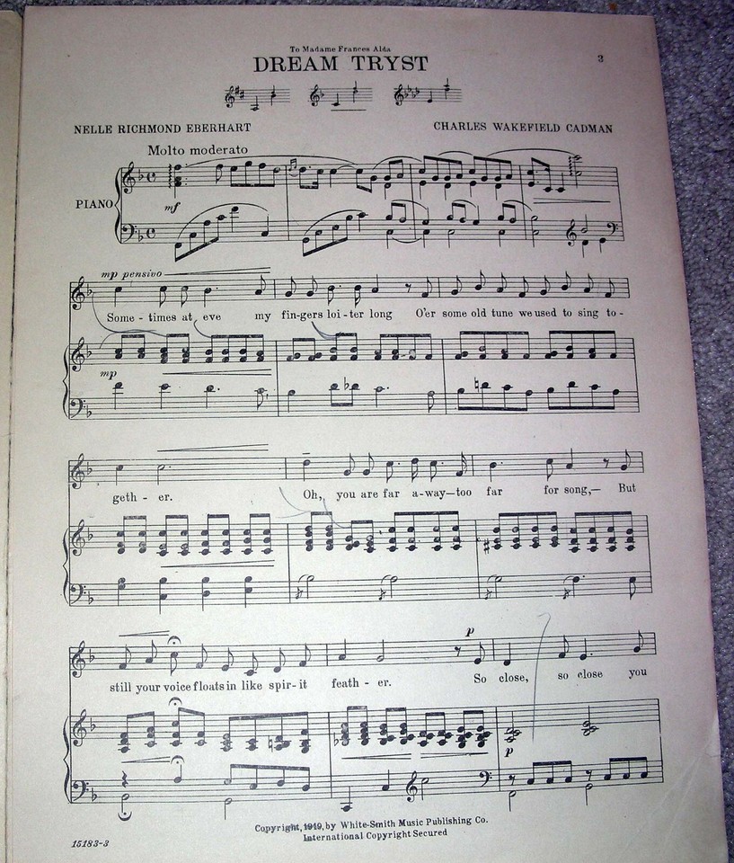 1919 DREAM TRYST Vintage Sheet Music by Cadman, Eberhart | eBay