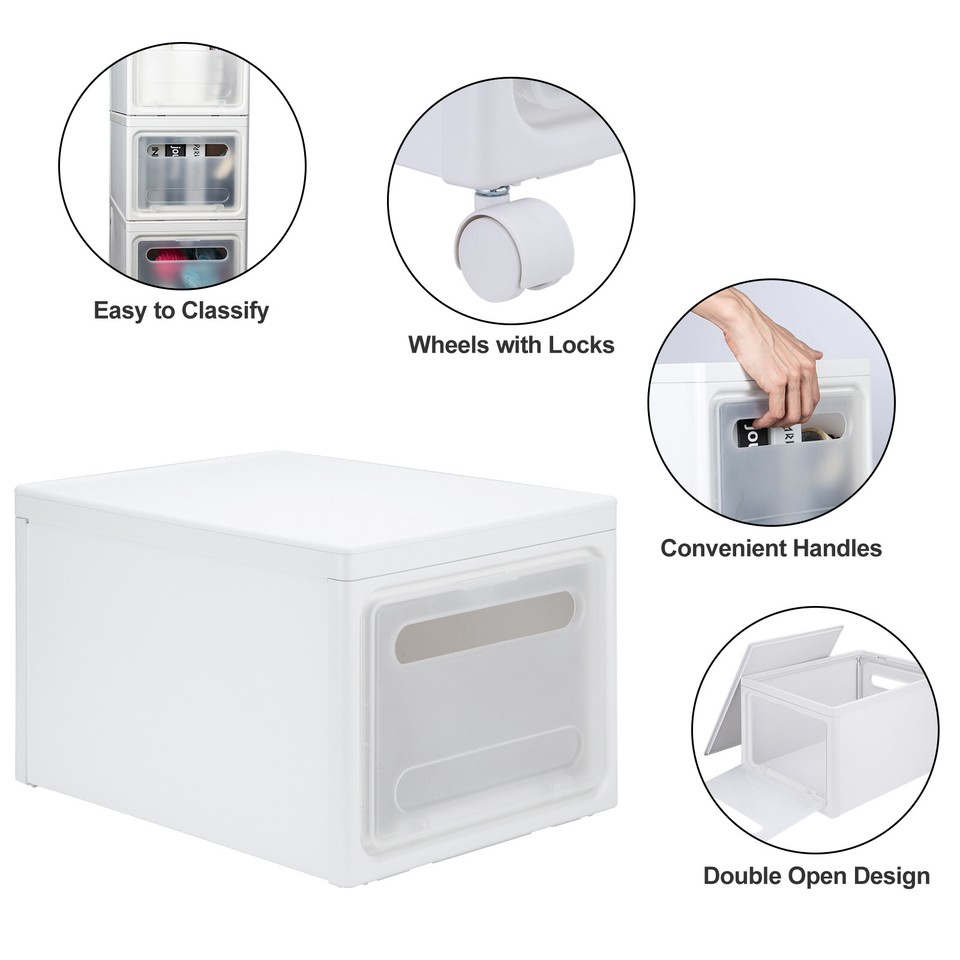 24 Gal/Set Plastic Storage Cabinet Bins Containers Stackable Clear Box ...