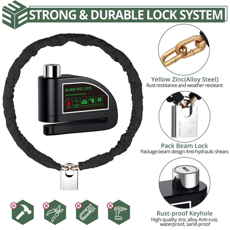 Motorcycle Alarm Disc Brake Lock Anti Theft Scooter Security Wheel ...