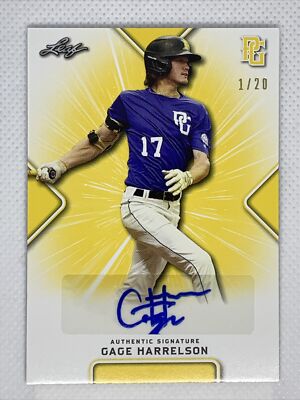 2021 LEAF PERFECT GAME AUTO GAGE HARRELSON YELLOW PAPER 1/20 | eBay