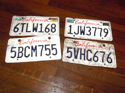 4 Expired License Plate Arts Crafts Used CA Lic Plate Bundle Lot x 4ct ...