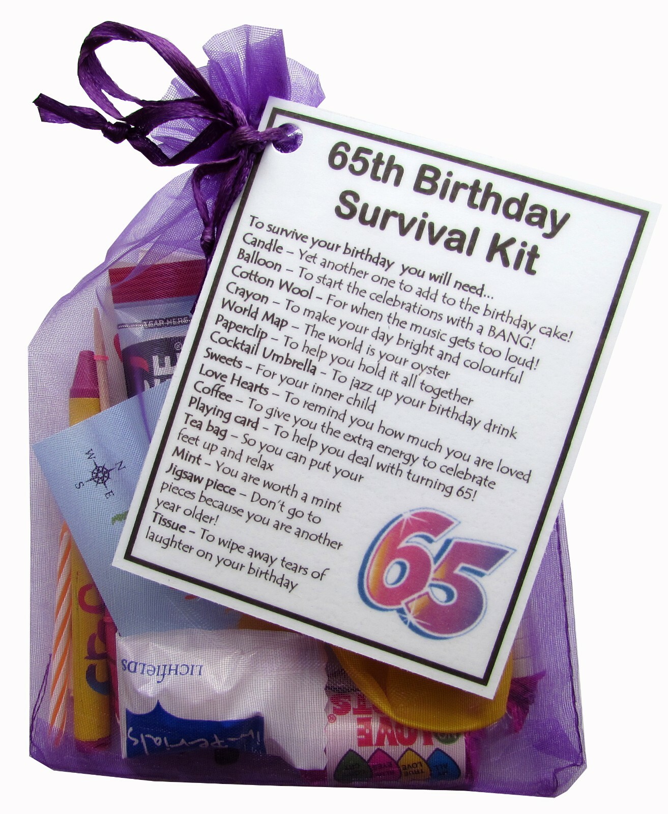 65th Birthday Survival Kit Gift Novelty 65th Gift, Fun 65th gift ...