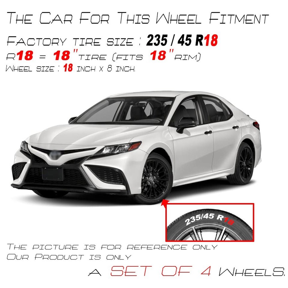 For Toyota Camry OEM Design Wheel 18" 2018-2022 GLOSS Black 4 PCS Rim ...