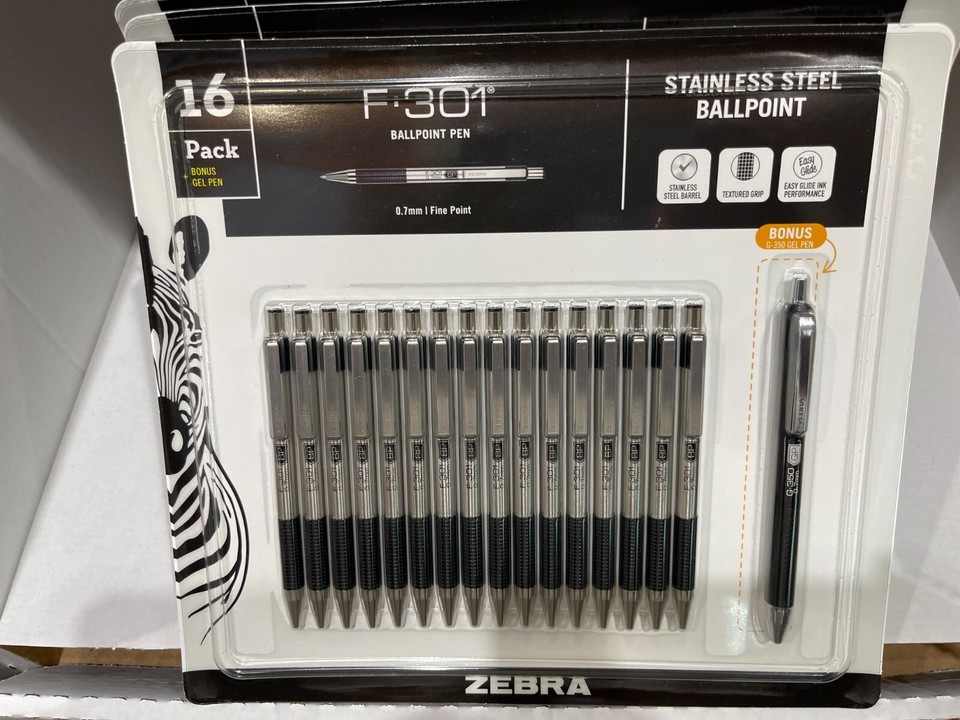 Zebra F 301 F-301 F301 0.7mm Fine Point Stainless Steel 16 Ballpoint ...