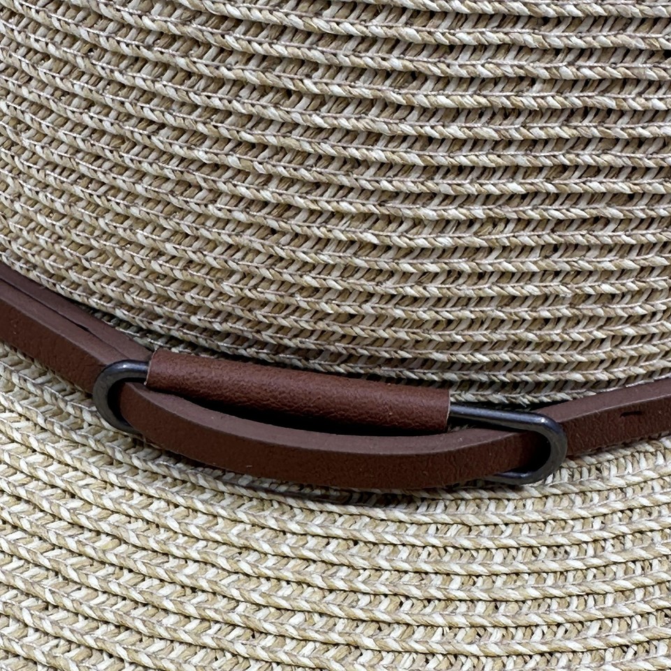 Panama Hat Mens 7 1/8 Beige Straw Wide Brim Adjustable Summer Sun 57cm ...