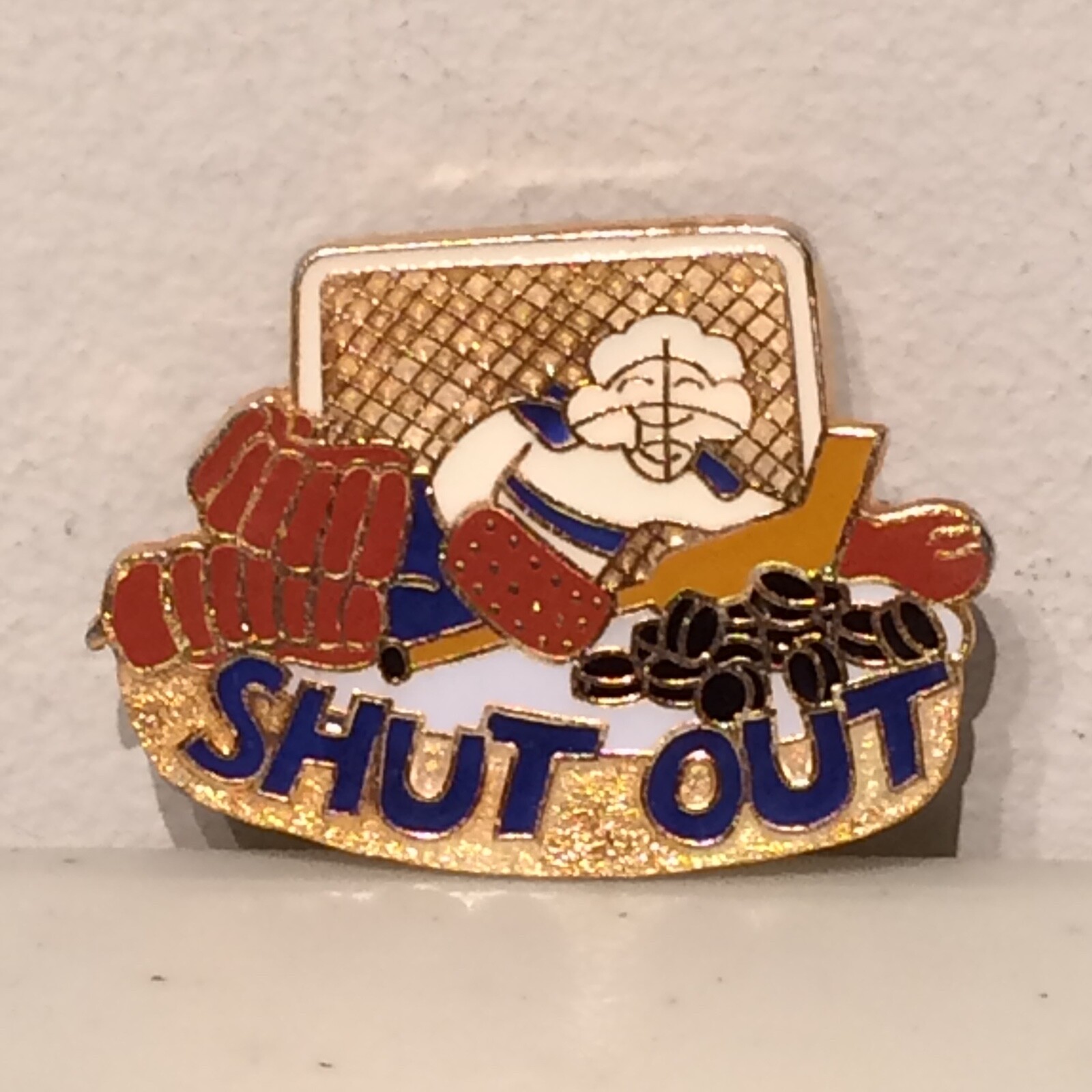 Vintage Hockey Goalie Goaltender Shut Out SO Shutout Pin Net Pucks Stop ...