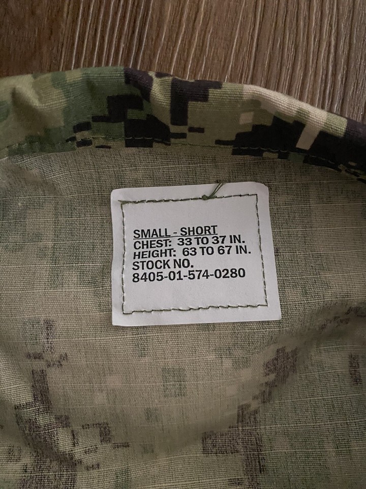 New US Navy USN NWU Type III Working Uniform Blouse Jacket Small Short ...