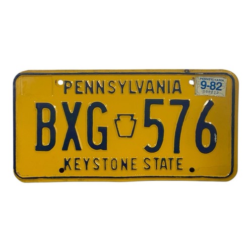 Pennsylvania License Plate Yellow PA Sticker Vtg Keystone State 80's ...