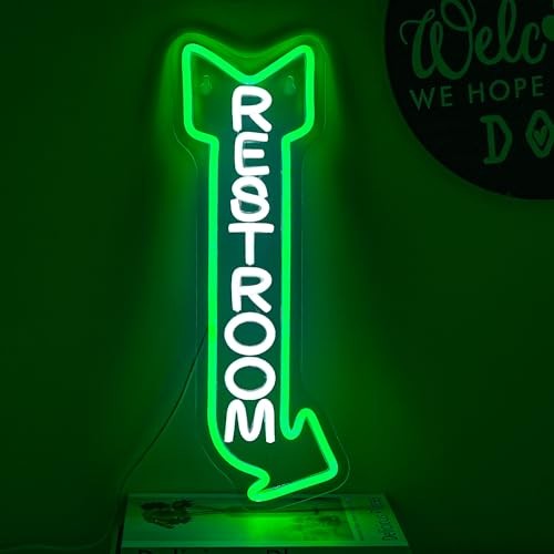 Restroom Neon Sign for Wall Decor Toilet Neon Light Arrow Led Right ...