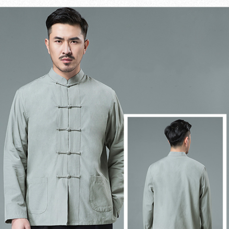 Traditional Chinese Men's Coat Tang Suit Long Sleeve Kung Fu Wushu ...