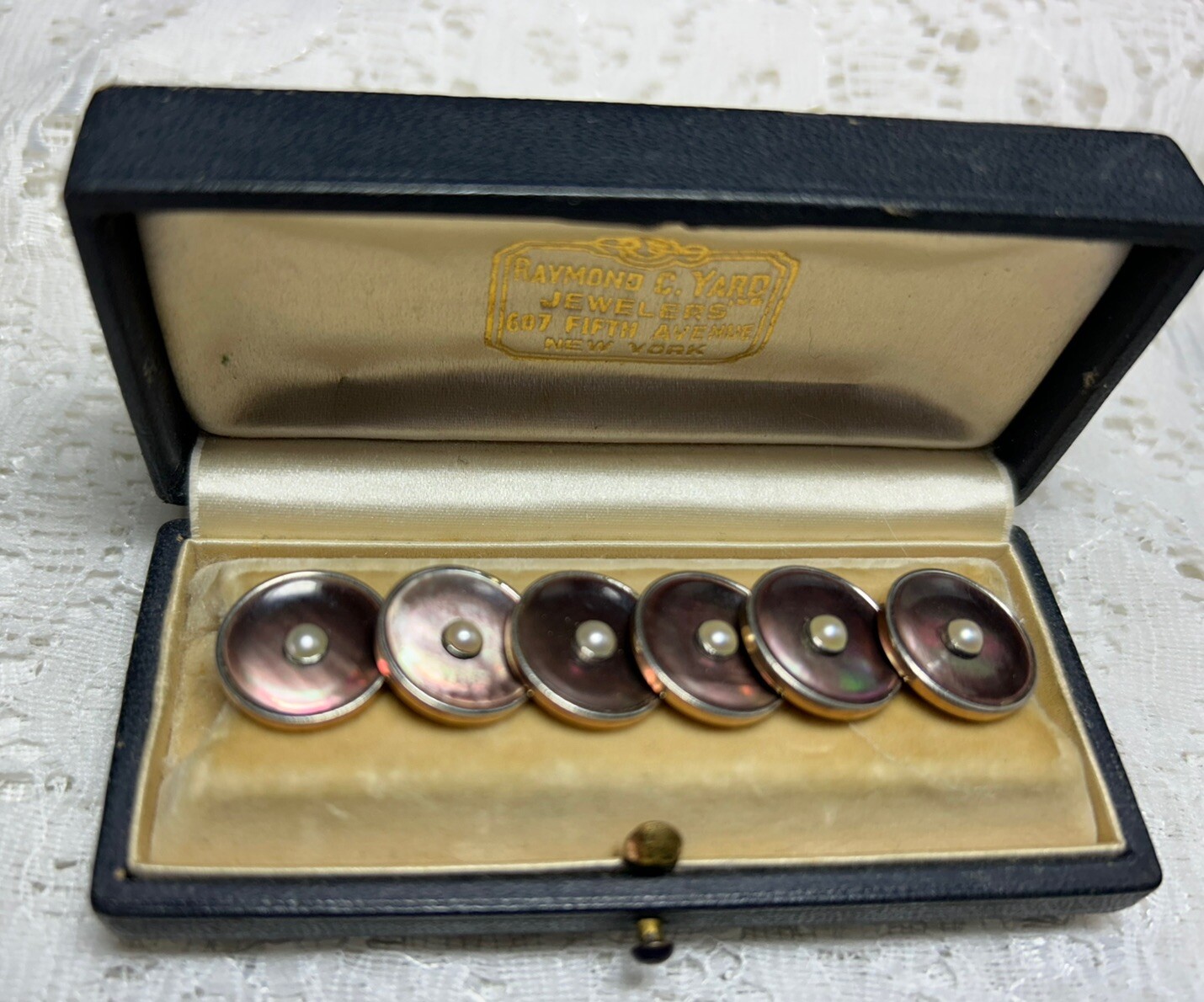 Stunning Set Of Six 14k Gold , Abalone & Pearl Cuff Buttons by Raymond ...