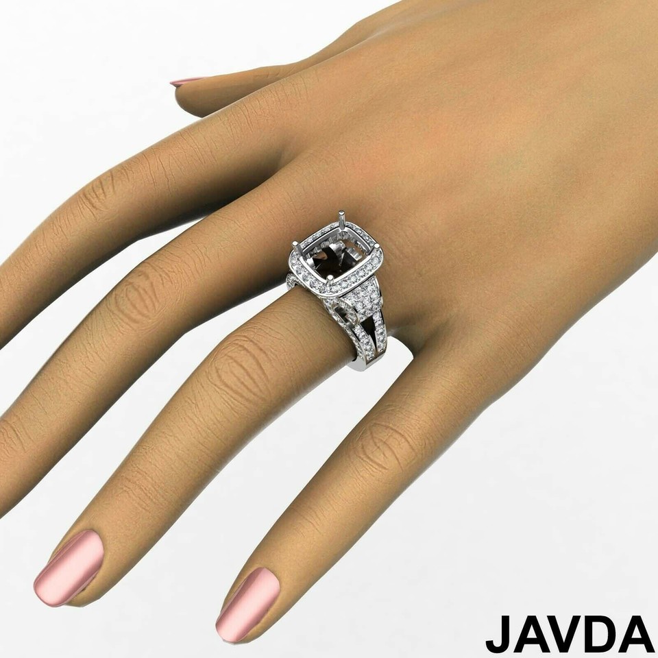 Radiant Diamond Fine Antique Anniversary Semi Mount Ring Platinum 950 2 ...
